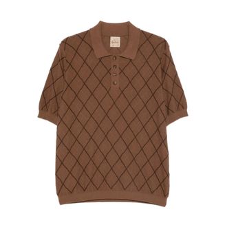 Rakk&igrave; Homme, Tops, Brun, Taille: L Polo en maille textur&eacute;e