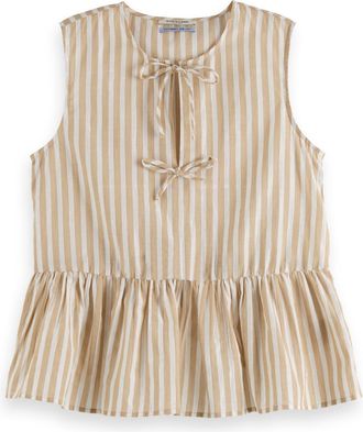 Scotch & Soda Damen Bow Details Top, Desert Sand Stripe with Lurex, 36 EU