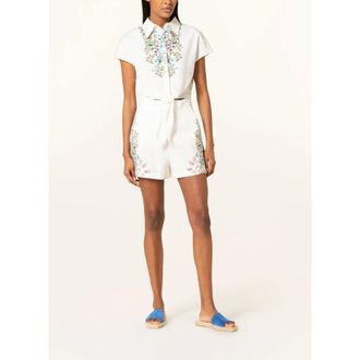 Riani Femme, Shorts, Multicolore, Taille: 42 FR Shorts en Lin et Coton avec Ornement Floral