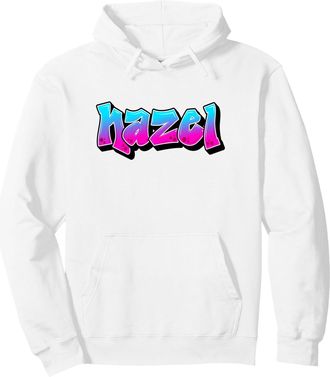 BDAZ Hazel Graffiti Personalisierter Name Blau Rosa Frauen M&auml;dchen Pullover Hoodie