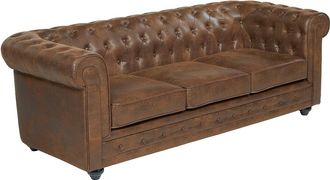 Vente-Unique Sofa 3-Sitzer - Microfaser - Vintage-Look - Chesterfield