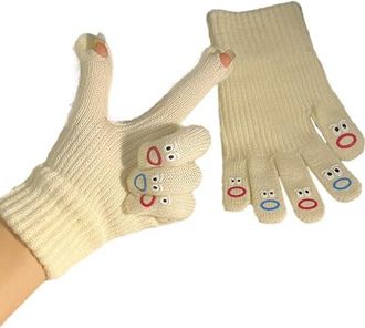 Generico Gants tricotés dhiver chauds pour temps froid - Gants tricotés chauds de dessin animé - Gants dhiver pour messages texte, gants thermiques, jolis gant