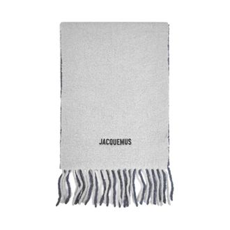 Jacquemus Grauer Wollmischung Bestickter Schal - - Accessories - Damen - Grau - ONE SIZE