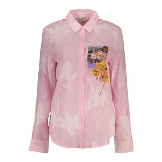 Desigual Femme, Blouses et Chemises, Rose, Taille: 42 FR Chemise Longue Ray&eacute;e