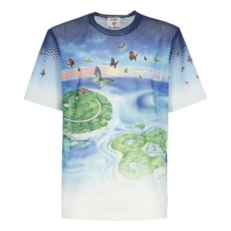 Casablanca Beyond Destiny Mesh T-Shirt - - Tops - Herren - Blau - XL