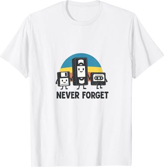 Hello Kitty Never Forget Retro Speicher Medien Diskette Kassette VHS Art T-Shirt