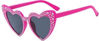 Generic Lunettes en forme de coeur en strass - Design en forme damour &eacute;tincelant, lunettes de soleil r&eacute;tro chic et tendance, nuances de protection UV l&eacute;g&egrave;res 