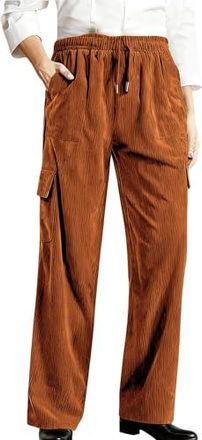 Generic Pantalon de loisirs pour femme, coupe haute avec jambes droites, taille &eacute;lastique et pantalon cargo confortable en coton motif papillon, marron, XXL