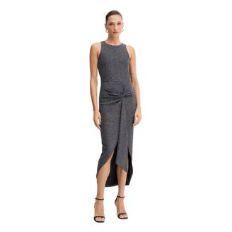 Patrizia Pepe Femme, Robes, Gris, Taille: 38 FR Robe Mi-longue Drap&eacute;e
