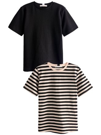 Next Damen T-Shirts in Schwerer Qualit&auml;t, 2er-Pack Schwarz 44