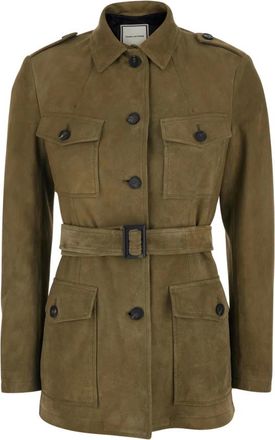 Tagliatore Femme, Vestes, Vert, Taille: 36 FR Veste en cuir crois&eacute;e