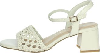 Marco Tozzi Damen Sandalen mit Absatz Elegant mit Lochmuster, Beige (Cream), 36 EU