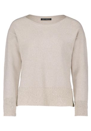 Betty Barclay Damen Strickpullover mit Pailletten 36, Taupe Melange