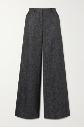 L'agence Pantalon Large En Laine M&eacute;lang&eacute;e &Agrave; Chevrons M&eacute;tallis&eacute;s Pilar - Gris