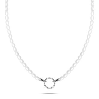 Tamaris Necklace - Halskette f&uuml;r Charms aus Edelstahl - Silber - Glasperlenkette verstellbar bis 45 cm - wasserfest & hautfreundlich