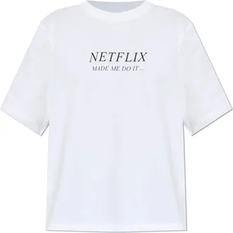 Victoria Beckham Femme, Tops, Blanc, Taille: 38 FR Netflix Made Me Do It Slogan T-Shirt