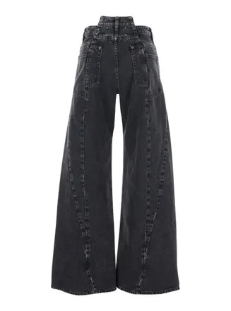 Maison Margiela Womens Wide-Leg Jeans Black Denim Cotton