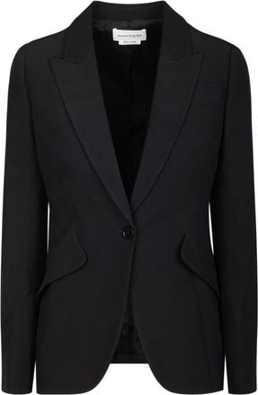 Alexander McQueen Peak Shoulder Leaf Crepe Jacke - - Jackets - Damen - Schwarzk - L