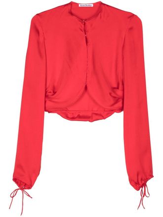 Acne Studios blouse en soie &agrave; plis - Rouge