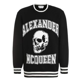 Alexander McQueen Logo Intarsia Wolle Kaschmir Pullover - - Knitwear - Herren - Schwarzk - S
