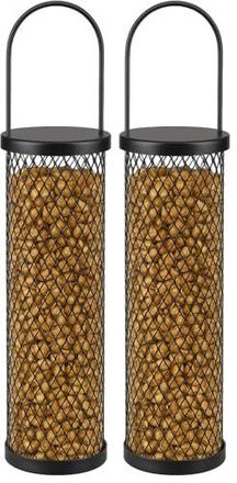 Flamingo Vogelfutterspender - Elon Schwarz - 28,5 cm - F&uuml;r Erdn&uuml;sse - Feinmaschiges Drahtgeflecht - Abnehmbarer Deckel - Flamingo (Packung mit 2)