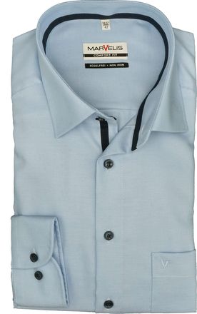 Marvelis Herren Businesshemd Non-Iron Comfort Fit, Langarm, Kent-Kragen, Twill, 100% Baumwolle, bleu 11, 40