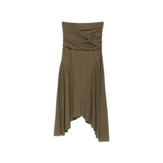 Ganni Femme, Jupes, Vert, Taille: 34 FR Jupe midi asym&eacute;trique drap&eacute;e