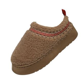 Generic Pantoufles blanches pelucheuses &agrave; plateforme pour femme, chaussures chaudes doubl&eacute;es de fourrure en mousse &agrave; m&eacute;moire de forme, bottines &agrave; enfiler pour