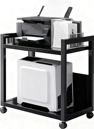 Generic Druckerständer 2-stufiger Druckerständer, Mobile Computerhalterung, robuster Rollwagen, for Wohnzimmer, Schlafzimmer und Büro.(Schwarz)