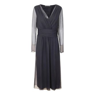 Alberta Ferretti Femme, Robes, Bleu, Taille: 42 FR Robe Portefeuille en Mousseline de Soie Bleue