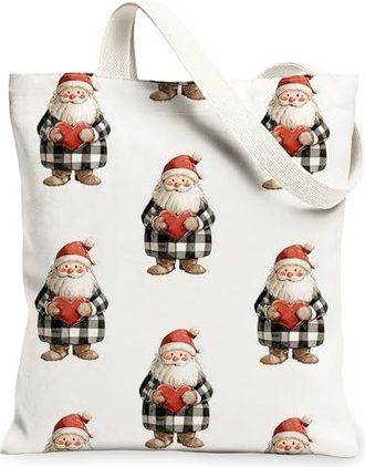 Generic Sacs fourre-tout en toile avec motif de gnome de vacances r&eacute;utilisables, rustiques, l&eacute;gers et lavables avec bandouli&egrave;re pour voyage, plage, pique-niqu