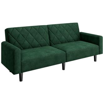 Yaheetech Yaheetech Canap&eacute;-lit Convertible avec Dossier r&eacute;glable Fonction de Couchage Canap&eacute; dangle 3 Places en Velours Vert