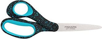 Fiskars Schere für Jugendliche von 15-18 Jahren, Linkshändig, Gesamtlänge: 20 cm, Rostfreier Stahl/Kunststoff, Schwarz/Türkis Sprenkel, 1067869