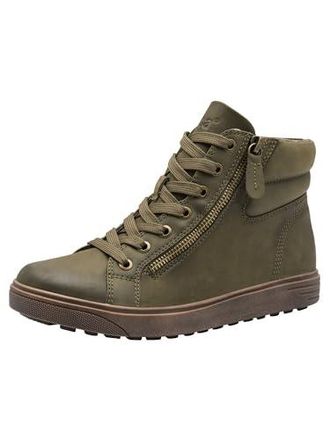 Jana baskets montantes femme avec fermeture &eacute;clair vegan, Khaki, 38 EU
