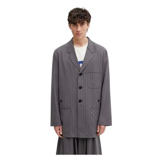 Yohji Yamamoto Blazer en laine ray&eacute;e raffin&eacute;e - Homme - Vestes - Gris - Taille: L