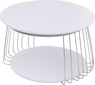 Hhg MCA Couchtisch HHG-194, Beistelltisch Kaffeetisch Loungetisch, Metall MDF rund &Oslash; 70cm wei&szlig;