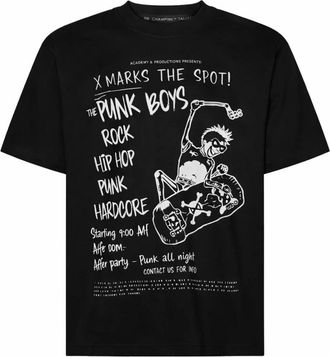 John Richmond Homme, Tops, Noir, Taille: XL T-shirt &agrave; Illustration Typographique