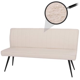 Mendler Sitzbank HWC-K16, Esszimmerbank Bank Polsterbank, R&uuml;ckenlehne Stoff/Textil Boucl&eacute; Metall 160cm - Creme-beige