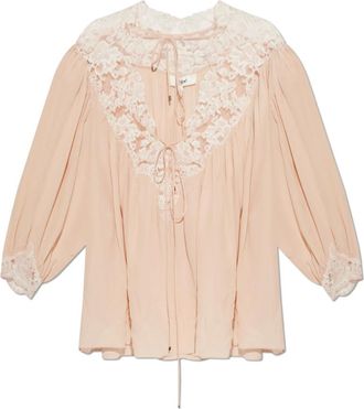 Chlo&eacute; Femme, Blouses et Chemises, Rose, Taille: 38 FR Haut fluide &agrave; manches bouffantes