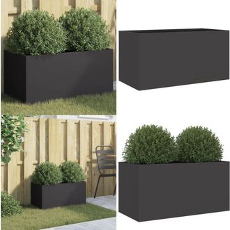 vidaXL Jardini&egrave;re noir 62x30x29 cm acier - Jardinier Noire - Pot De Fleurs Ext&eacute;rieur - Jardini&egrave;re Acier - D&eacute;co Jardin - Balcon Decoration - Home & Living