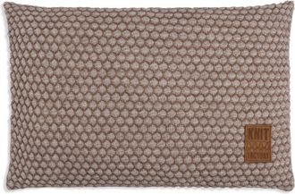 Knit Factory Juul Kissen - Zierkissen mit Füllung und Bezug - Rechteckige Dekokissen - Sofakissen aus 30% Wolle und 70% Polyacryl - Marron/Beige - 60x40 cm