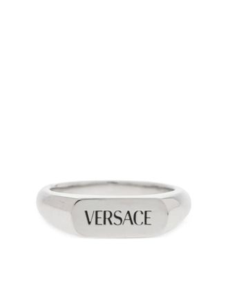 Versace bague à logo gravé - Argent