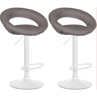 Clp Lot de 2 tabourets de bar Olinda tissu Gris Blanc