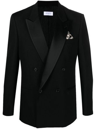 Off-white veste de smoking &agrave; doublure satin&eacute;e - Noir