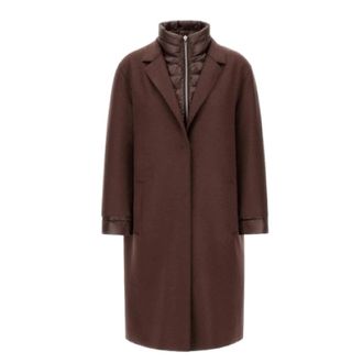 Herno Resort Filz- und Nylon Ultraleicht Mantel aus Wolle - - Coats - Damen - Braun - L