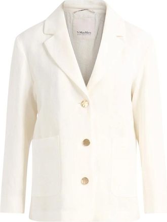Max Mara Femme, Vestes, Blanc, Taille: 36 FR Veste Boxy en Toile de Lin