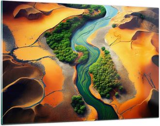 Arttor Wandbilder Dekoration Wohnzimmer Landschaft Natur Fluss Bilder auf Glas 120x80cm Glasbild Schlafzimmer K&uuml;che Deko Wand Kunstdruck Art Gro&szlig; XXL Wanddek
