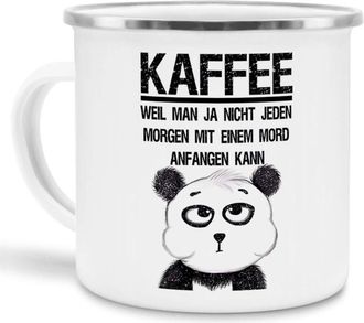 Tassendruck Emaille mit Spruch Kaffee am Morgen Lustig/Arbeit/Büro/Witzig/Geschenkidee für Kollegen/Emaille groß