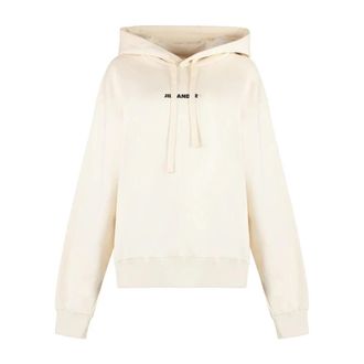 Jil Sander Wei&szlig;er Kapuzenpullover mit Logodruck - - Sweatshirts & Hoodies - Damen - Beige - XS