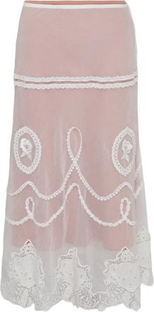 pushBUTTON jupe mi-longue à ornements en dentelle - Rose